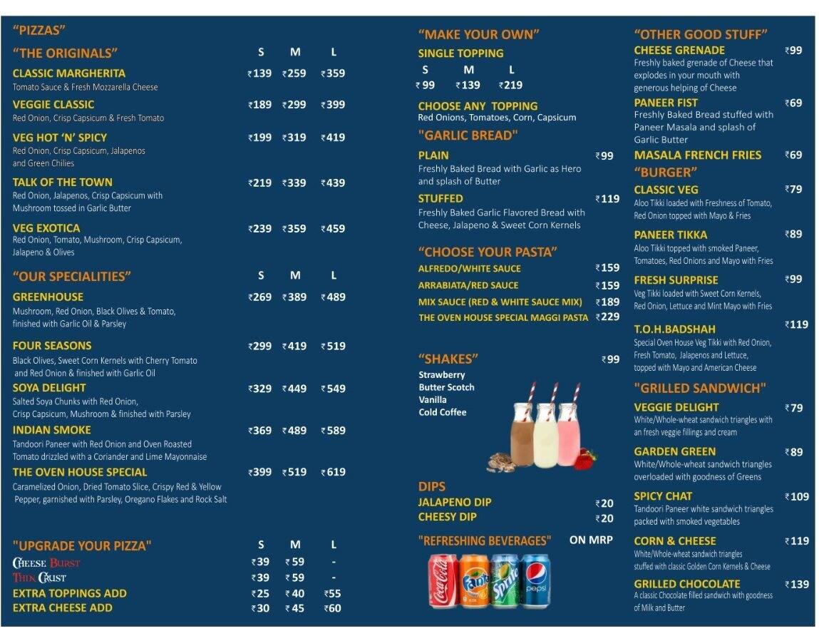 Menu of The Oven House, Sector 37, Gurgaon