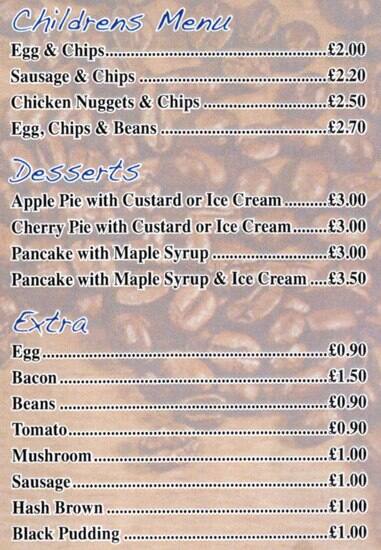 Menu at Blue Zone Cafe, London, 145 Deans Lane