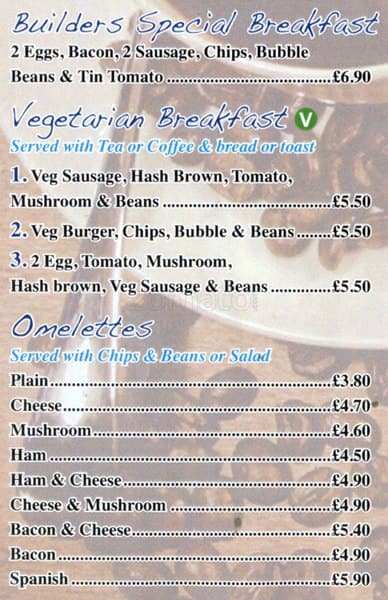 Menu at Blue Zone Cafe, London, 145 Deans Lane
