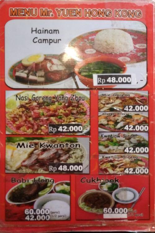Menu at Mr. Yuen, Jakarta