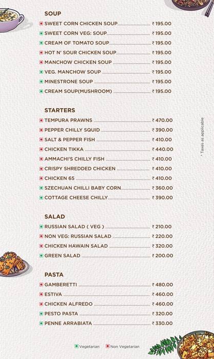 Menu of Grand Pavillion By Grand Hotel, MG Road, Kochi