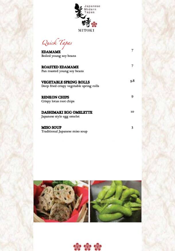 Menu at Mitoki Japanese Restaurant Kangaroo Point, Kangaroo Point