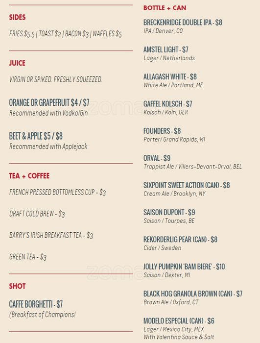 Menu at The Penrose pub & bar, New York City