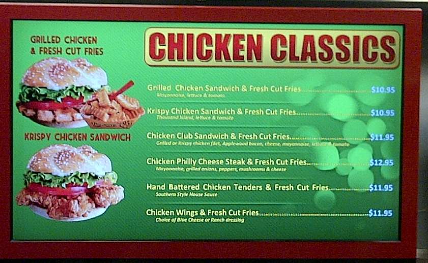 Menu at Nathan's Famous fast food, Las Vegas, 3355 Las Vegas Blvd S