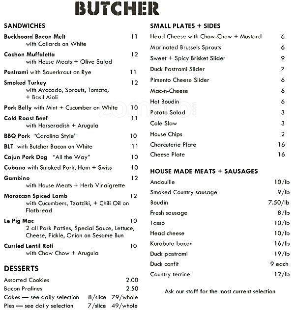 Cochon Butcher Menu, Menu for Cochon Butcher, North Nashville ...