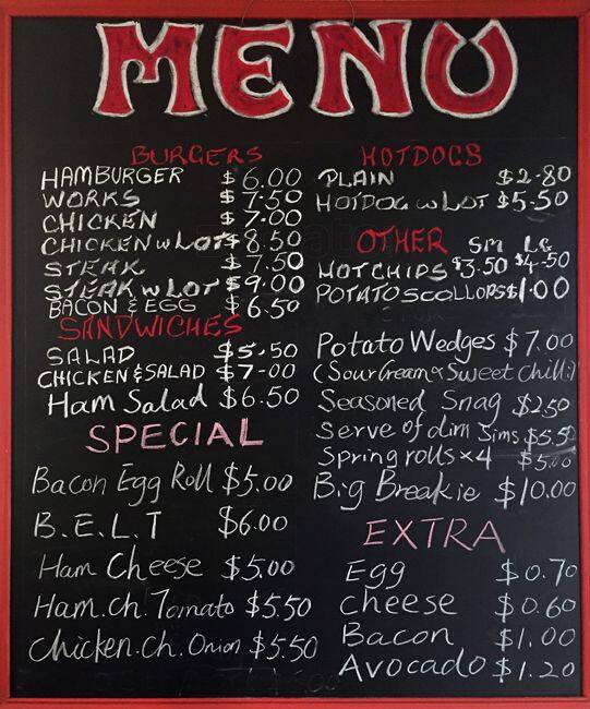 Carta de The Ally Cafe, Cleveland