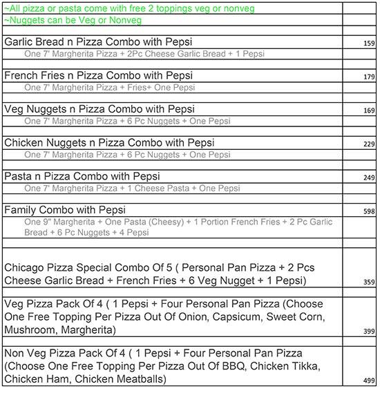 Menu at Poppins, New Delhi