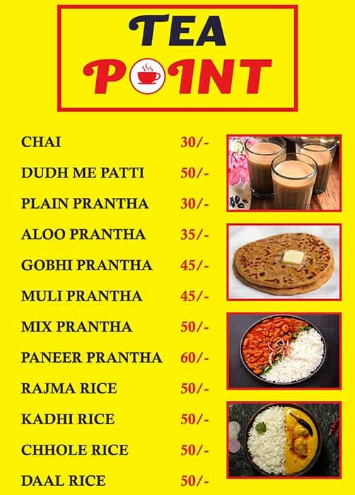 Menu of Tea Point, Sector 17, Chandigarh