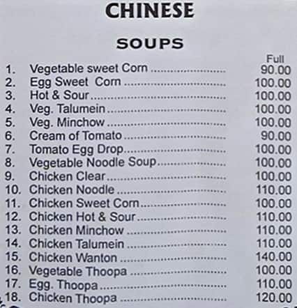 Menu of Samrat Restaurant, Delhi University-GTB Nagar, New Delhi