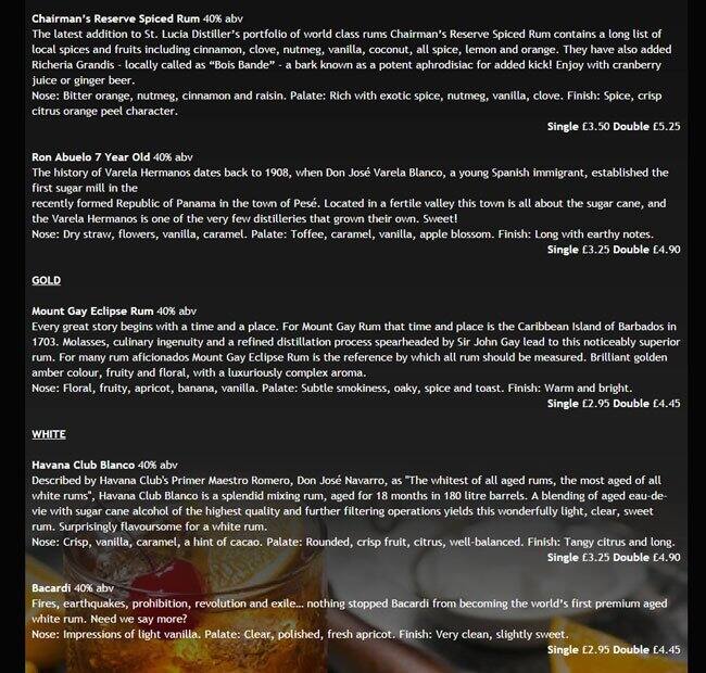 Menu at The Lemon Tree pub & bar, London, 4 Bedfordbury