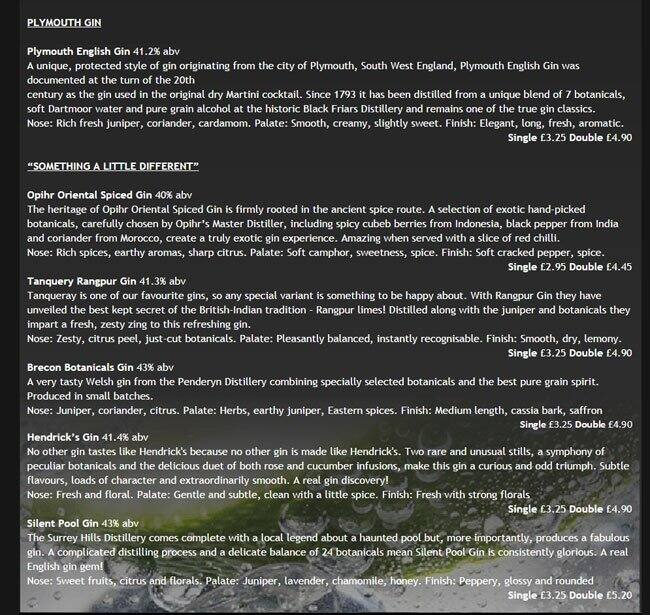 Menu at The Lemon Tree pub & bar, London, 4 Bedfordbury