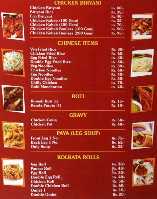Menu at Josh Eating Joint, Bengaluru, Agara Main Road