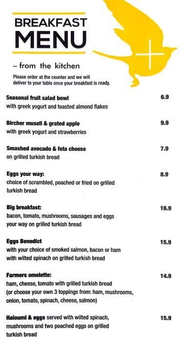 Sparrow & Finch a Brisbane: Foto del Menu con Prezzi - Urbanspoon/Zomato