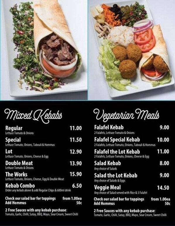 Menu at The Kebab Lads fast food, Canning Vale