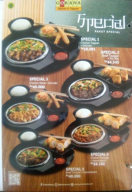 Menu at Gokana ramen & teppan restaurant, Bandung, Jl. Gatot Subroto No.289