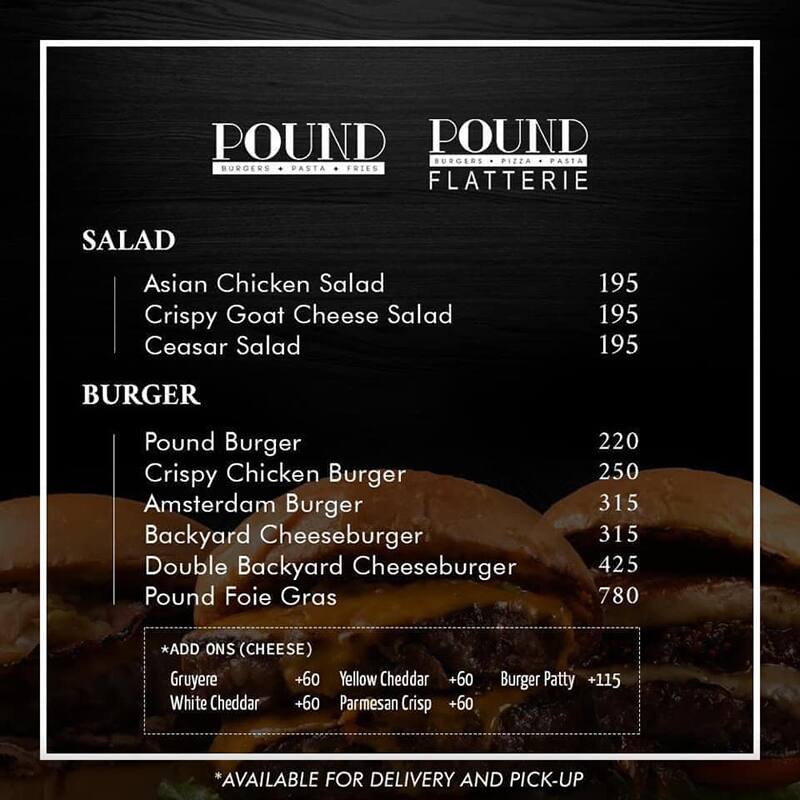 Menu at Pound by Todd English restaurant, Quezon City, Triangle North Mall