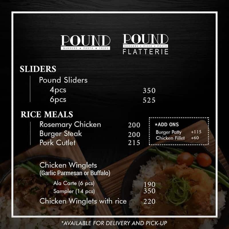 Menu at Pound by Todd English restaurant, Quezon City, Triangle North Mall