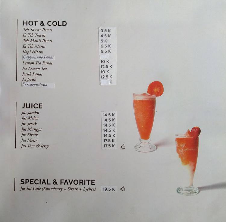 Menu at Ini Cafe, Bogor, Jl. Pandu Raya No. 47
