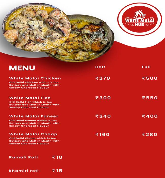 Menu of Malai Hub, Janakpuri, New Delhi