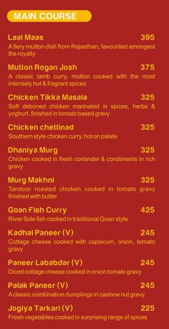 Menu at Haldi, Gurugram