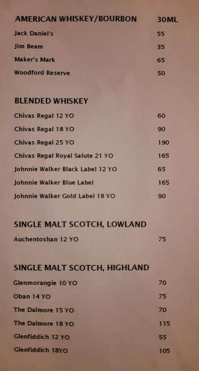 Menu at Sorso pub & bar, Abu Dhabi