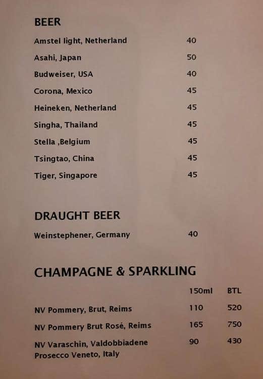 Menu at Sorso pub & bar, Abu Dhabi