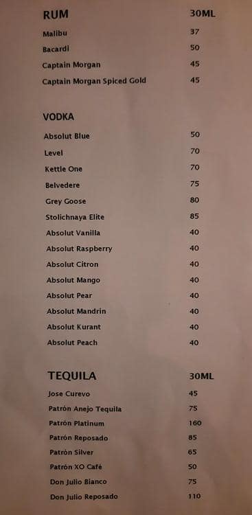 Menu at Sorso pub & bar, Abu Dhabi