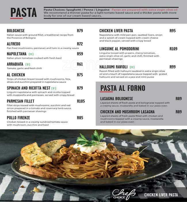 Menu at Piatto restaurant, Randburg, Cedar Square