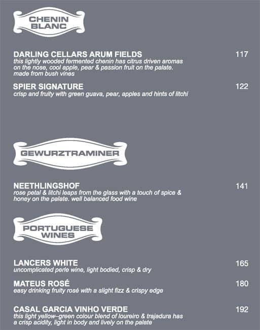 Menu at O'Galito restaurant, Pretoria, 28