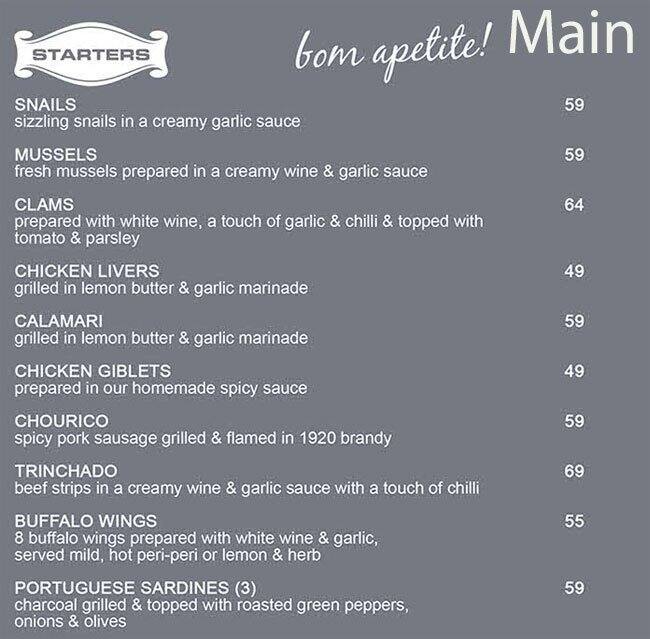 Menu at O'Galito restaurant, Pretoria, 28