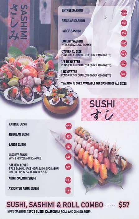 Menu at Tanomi Japanese Restaurant, Lidcombe