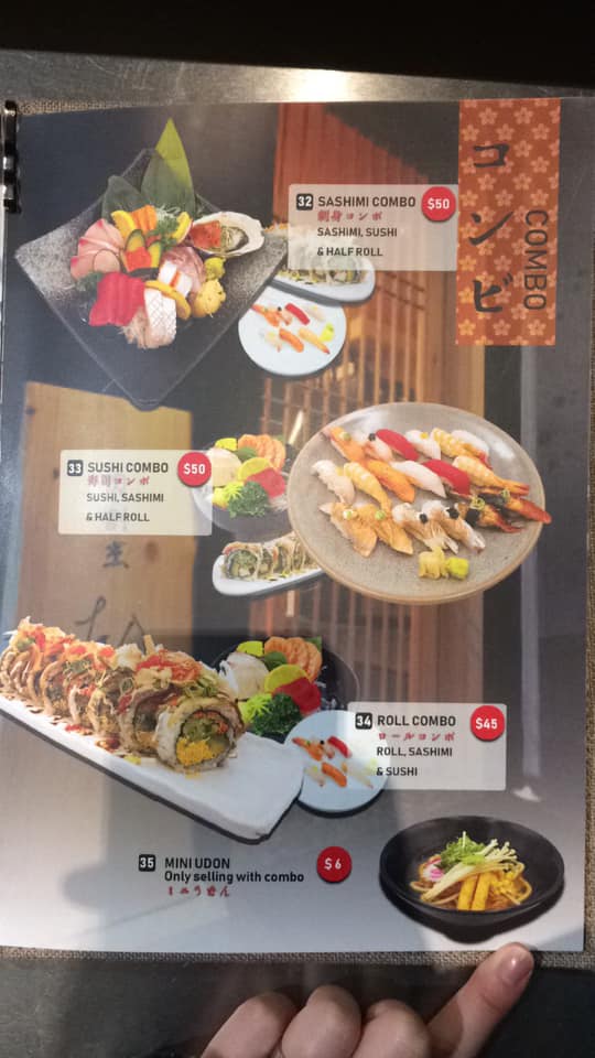 Menu at Tanomi restaurant, Lidcombe