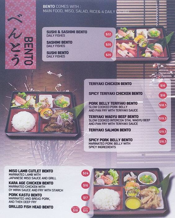 Menu at Tanomi Japanese Restaurant, Lidcombe