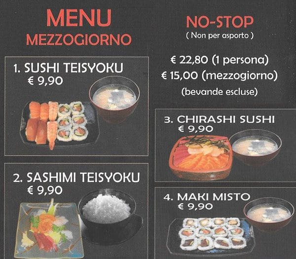 Menu da MIsushi Restaurant, Milano