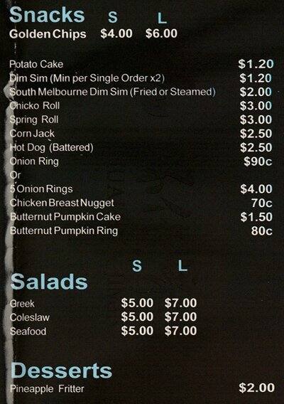 Menu at Westgarth Fish and Chips fast food, Northcote