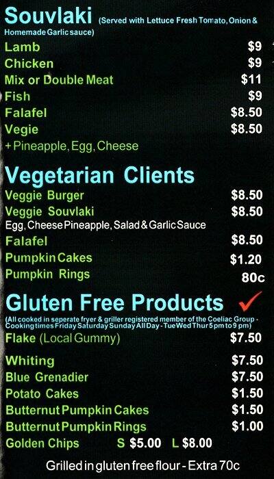 Menu at Westgarth Fish and Chips fast food, Northcote