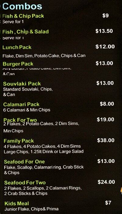 Menu at Westgarth Fish and Chips fast food, Northcote