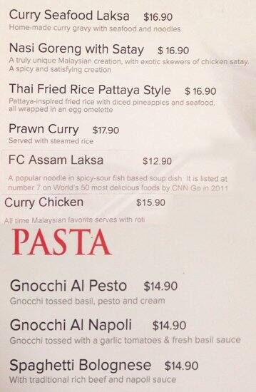 Menu at D' Food Connection cafe, Melbourne