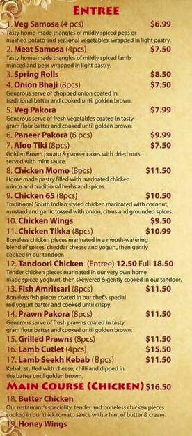 Menu at Welcome Indian Cafe and Restaurant, Merriwa