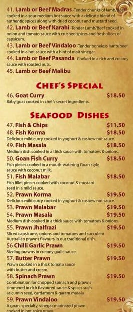 Menu at Welcome Indian Cafe and Restaurant, Merriwa
