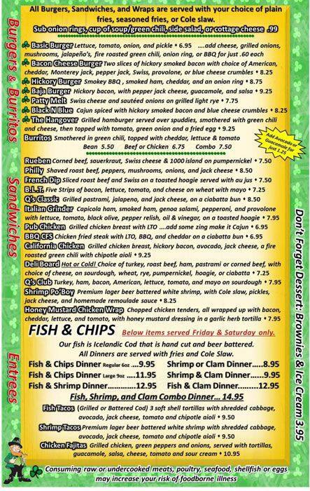 Menu at Q's Pub & Grille, Littleton