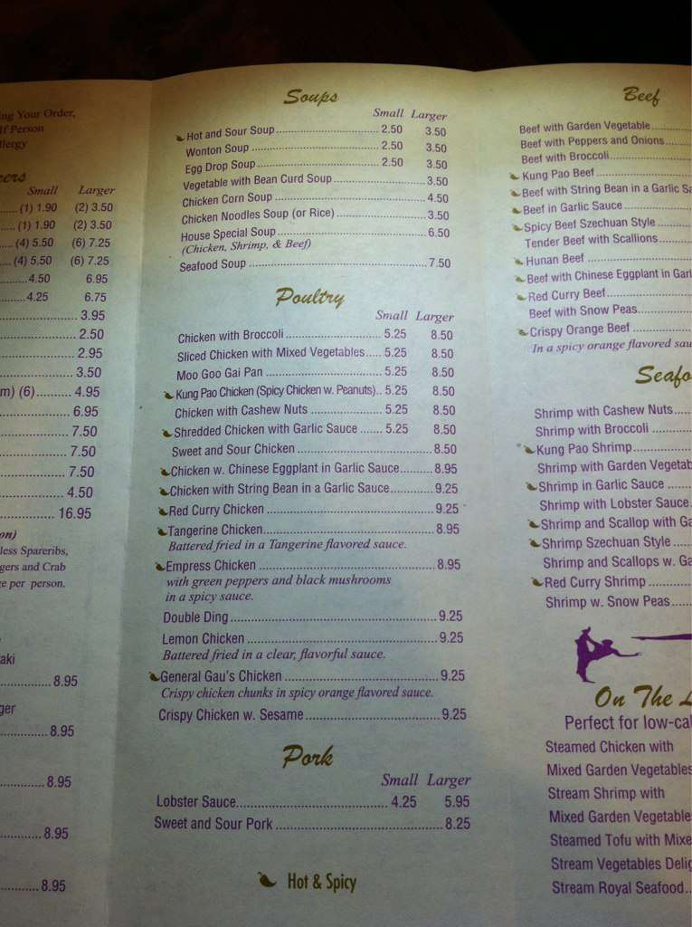 Menu at Pearl Cafe II, Millbury