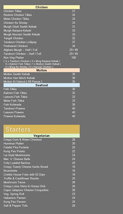 Menu at Tamasha Multi Cuisine Restaurant, Dubai