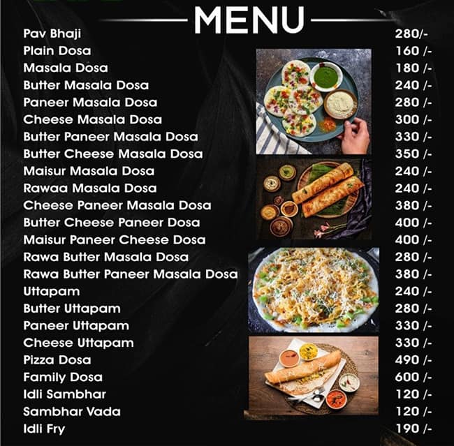 Menu of The Madras Cafe, Mansarovar, Jaipur