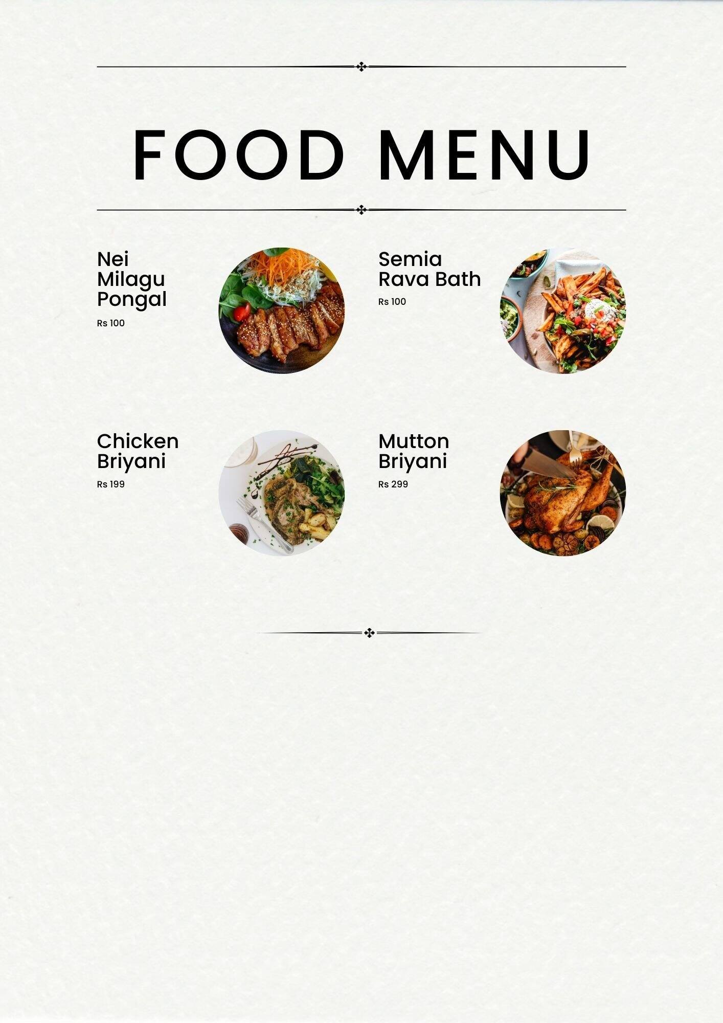 Menu of Keyini Kitchen, Kelambakkam, Chennai