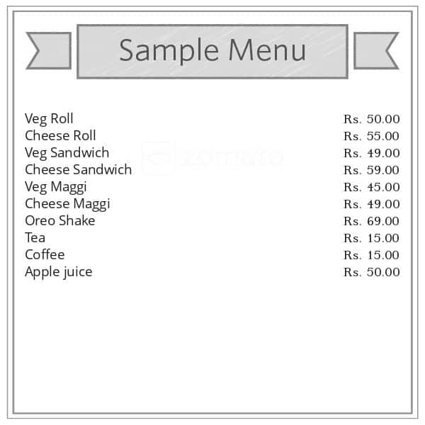 Menu of DD Cafe, Anekal, Bangalore