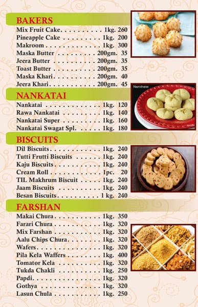 Menu at Swagat Sweets and Bakers, Kalyan, Shop No. 8-9