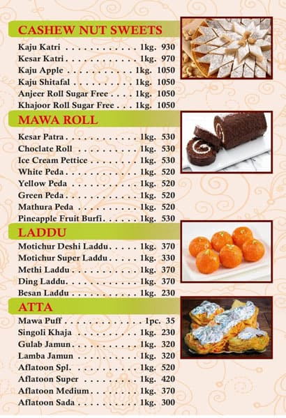Menu at Swagat Sweets and Bakers, Kalyan, Shop No. 8-9