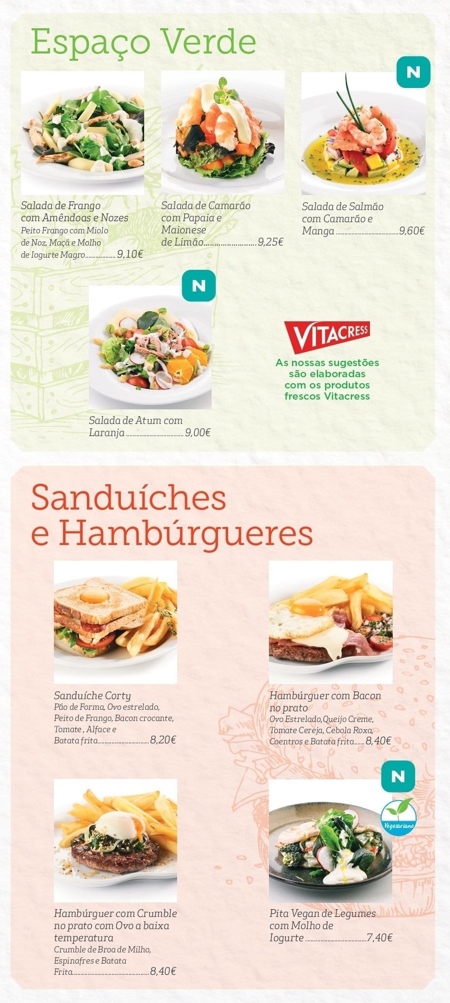 Menu at Cafetaria El Corte Inglês, Lisbon
