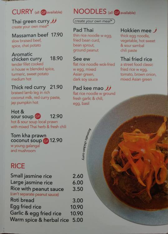 Menu at Hanuman Thai Turramurra restaurant, Turramurra